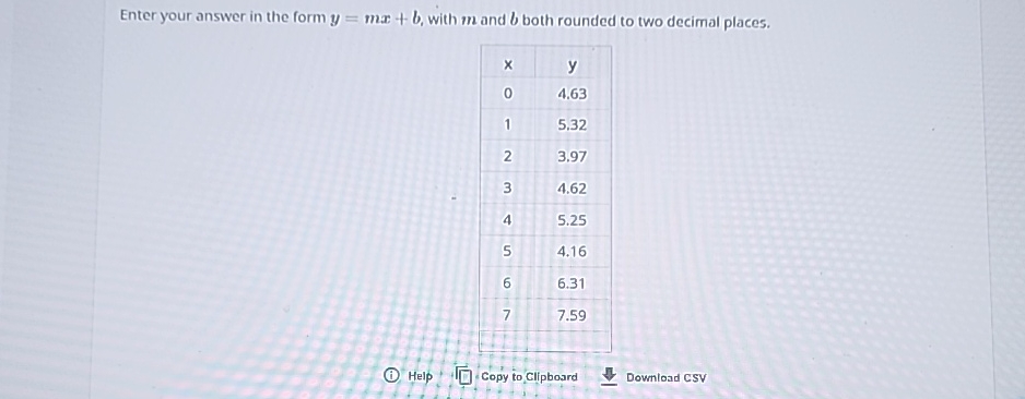Solved Enter your answer in the form y=mx+b, ﻿with m ﻿and b | Chegg.com