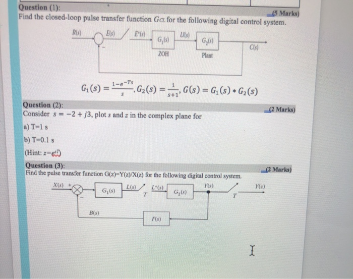 Question (1): 15 Marks) Find the closed-loop pulse | Chegg.com