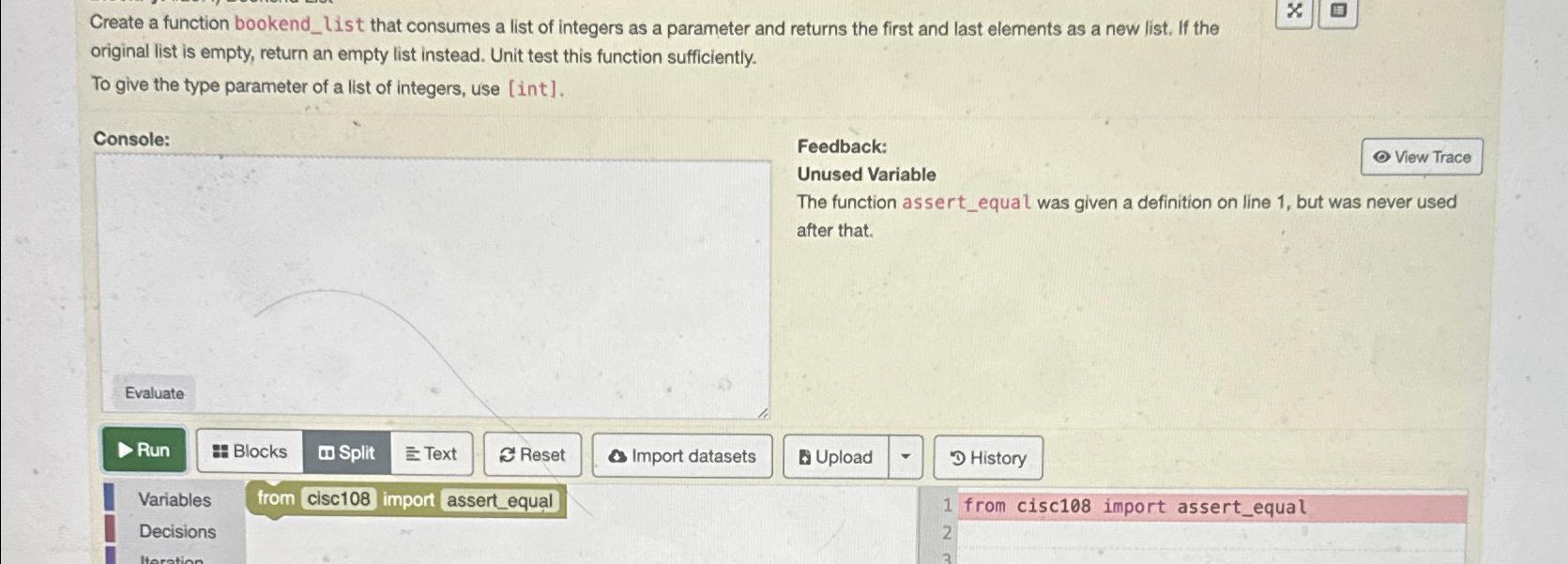 Solved Create a function bookend_list that consumes a list | Chegg.com