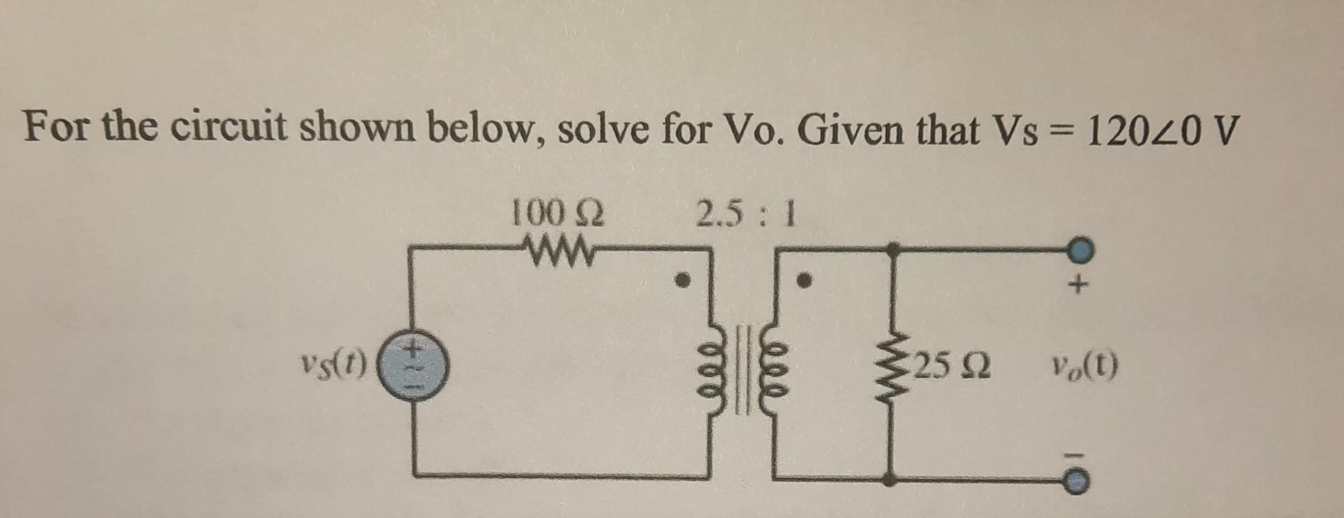 [Solved]: For the circuit shown below, solve for Vo. Gi