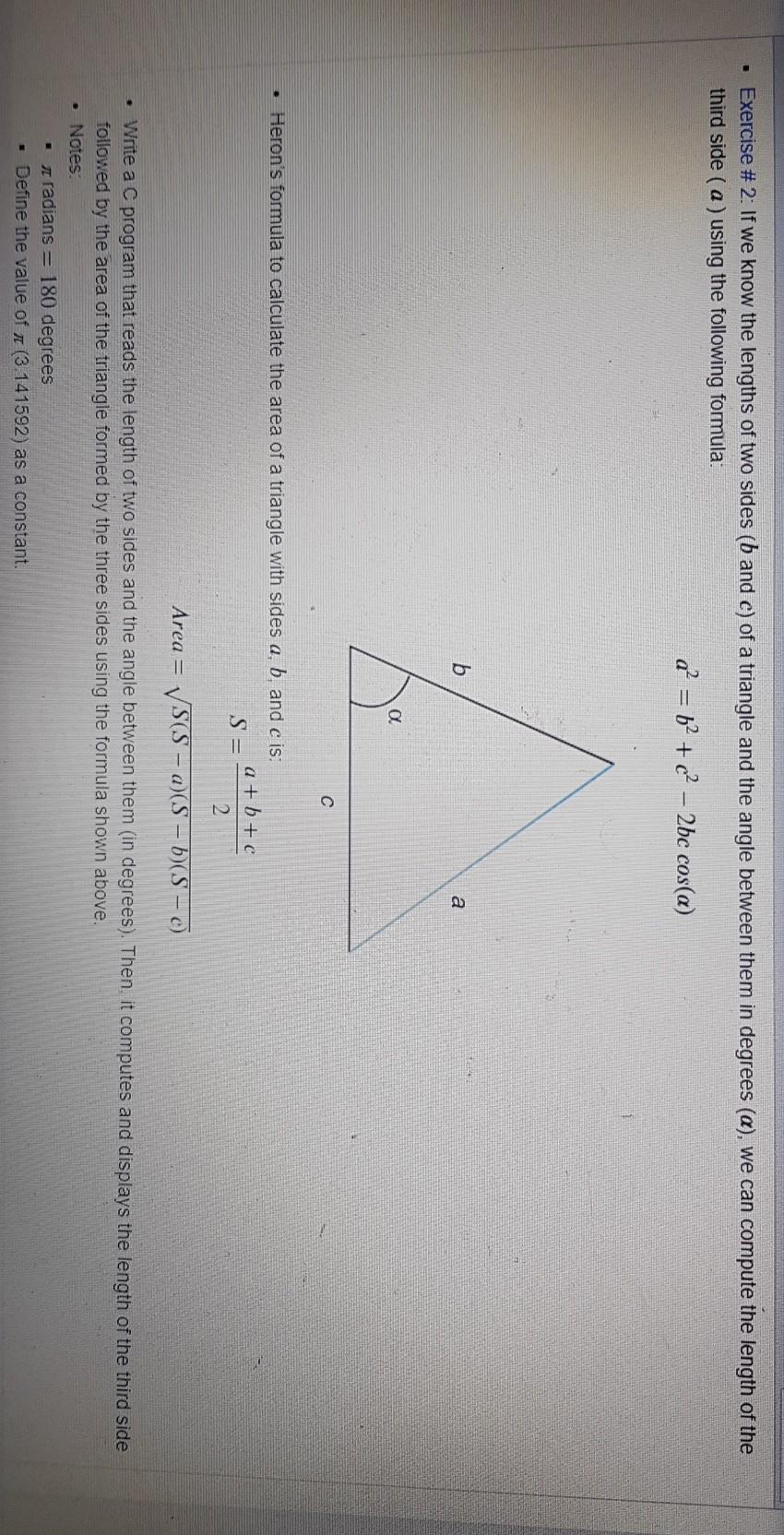 Solved • Exercise # 2: If we know the lengths of two sides | Chegg.com