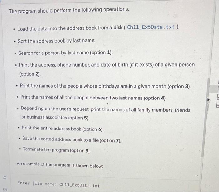 Solved Instructions Using classes, design an online address | Chegg.com
