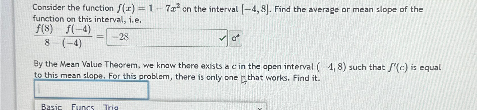 Solved Consider the function f(x)=1-7x2 ﻿on the interval | Chegg.com