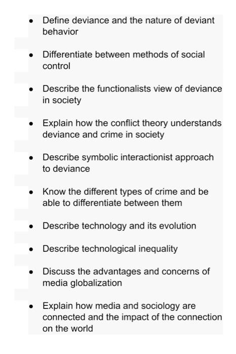 Solved • Define deviance and the nature of deviant behavior | Chegg.com