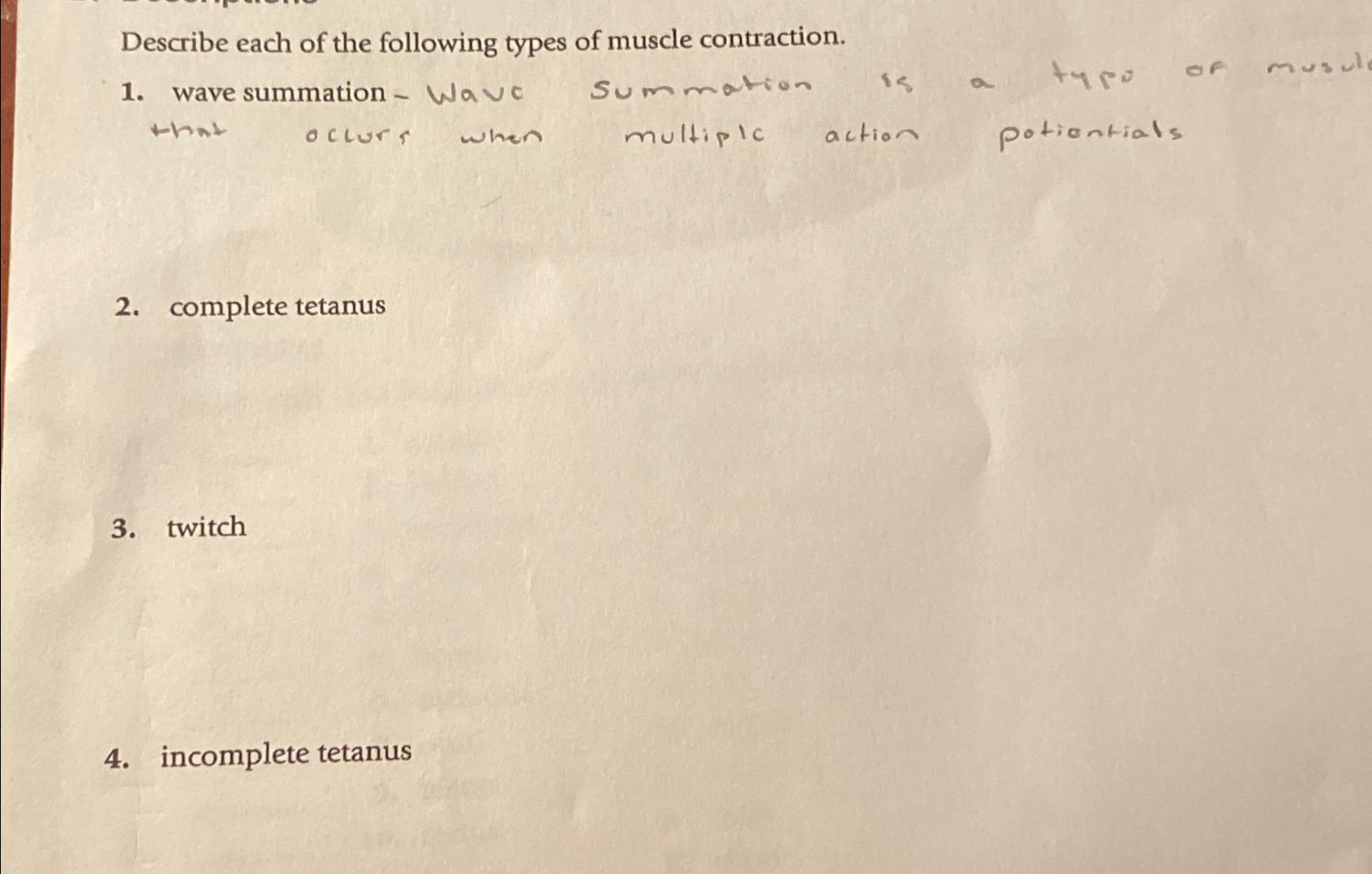 Solved Describe each of the following types of muscle | Chegg.com
