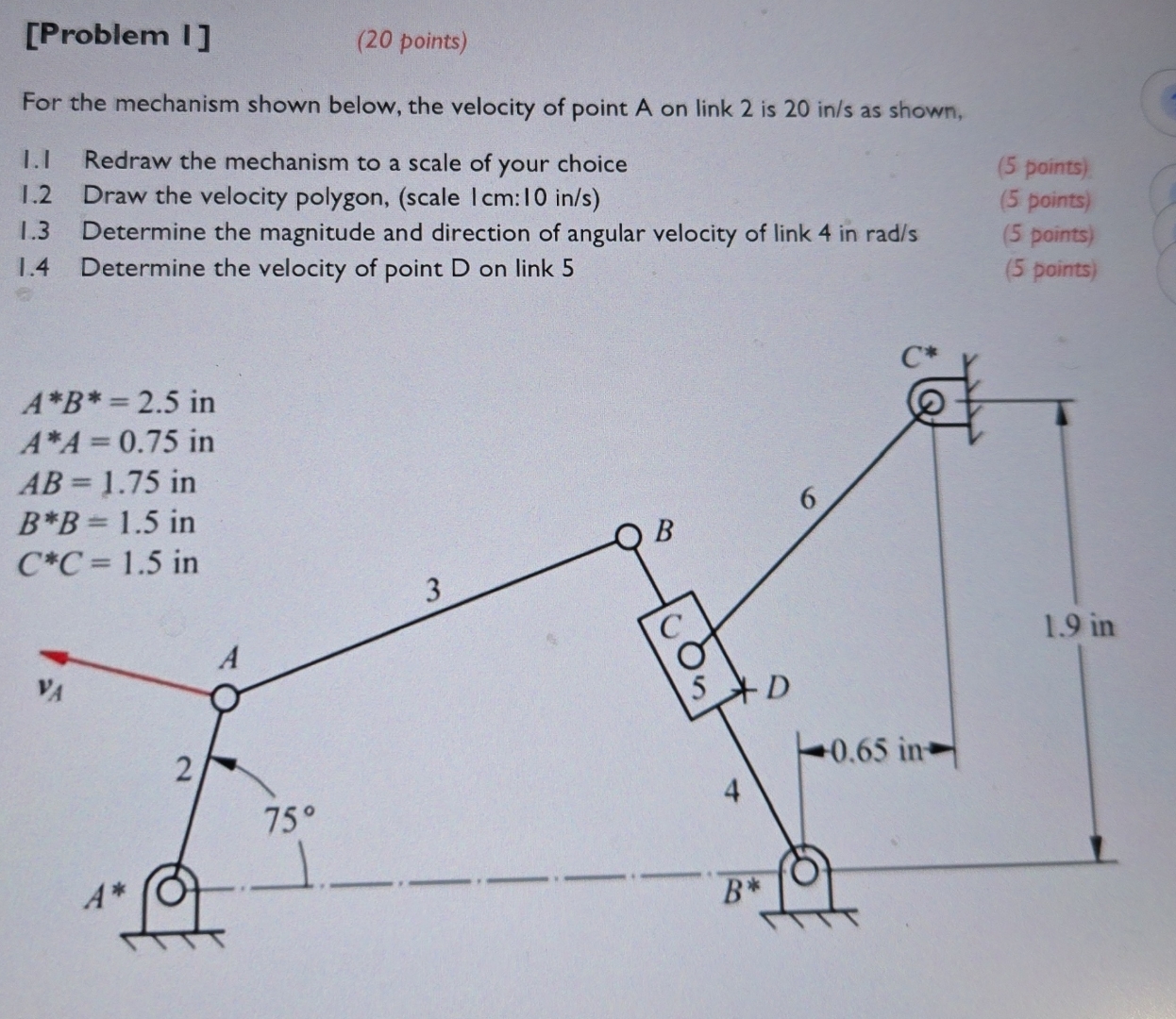 Solved [Problem I](20 ﻿points)For the mechanism shown below, | Chegg.com
