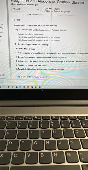 Assignment 2.1: Anabolic vs. Catabolic Steroids Siep | Chegg.com