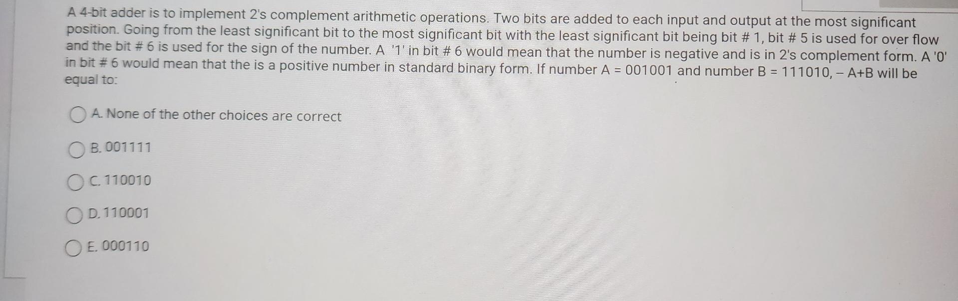 Solved A 4-bit adder is to implement 2's complement | Chegg.com