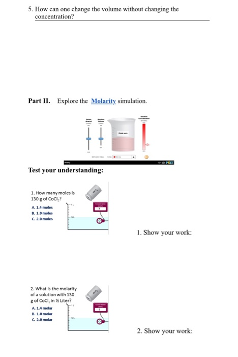 Solved PHET 1. Mole calculation review. Show your work: a. | Chegg.com