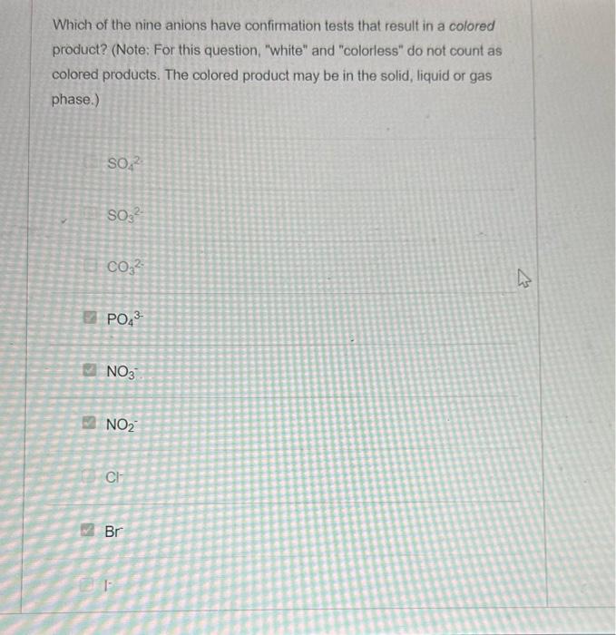 Solved Of the anions that do form a precipitate with the | Chegg.com