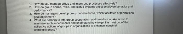 1. How do you manage group and intergroup processes | Chegg.com