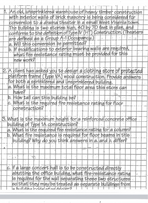 1. An old, unsprinklered warehbuse of heavy timber | Chegg.com