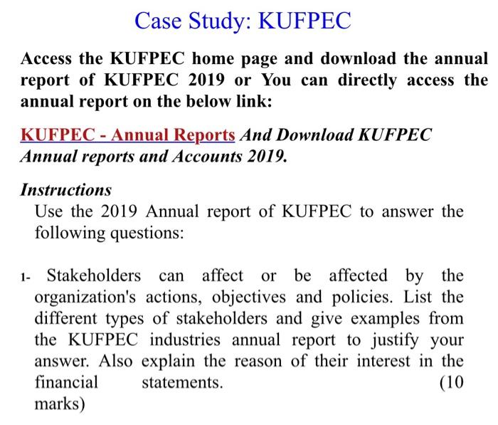 Solved Case Study: KUFPEC Access the KUFPEC home page and | Chegg.com