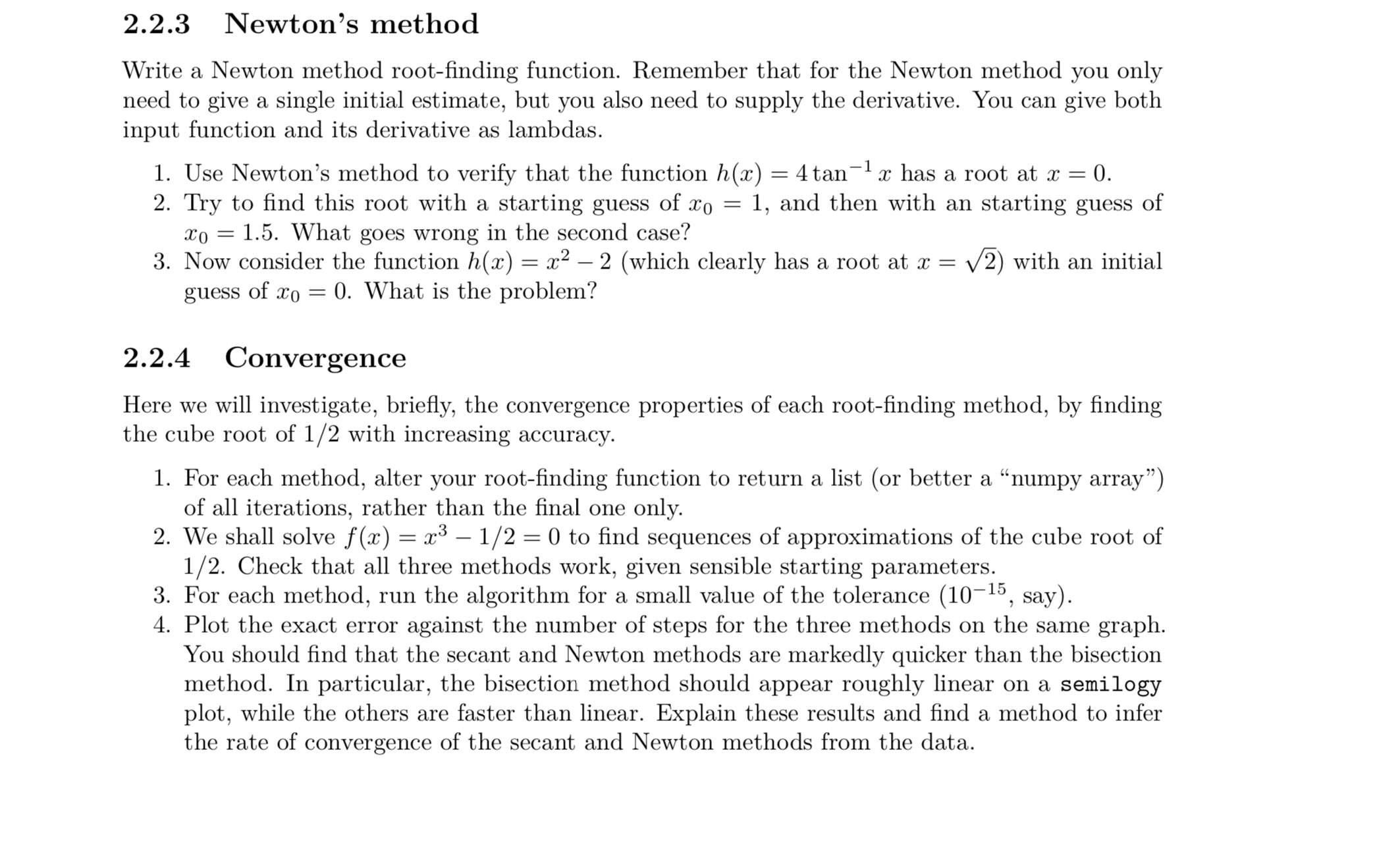 2.2.3 ﻿Newton's methodWrite a Newton method | Chegg.com