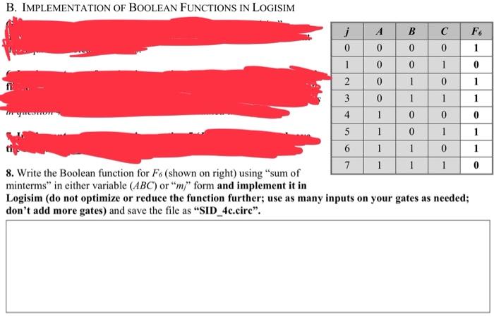 Solved 1 1 B. IMPLEMENTATION OF BOOLEAN FUNCTIONS IN LOGISIM | Chegg.com