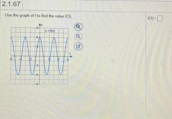 Solved 2.1.67 Use the graph off to find the value f(3) | Chegg.com