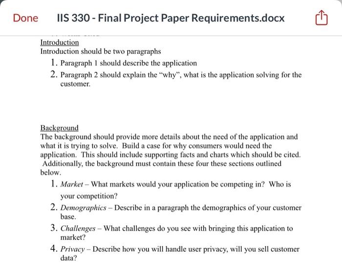 Solved Introduction Introduction should be two paragraphs 1. | Chegg.com