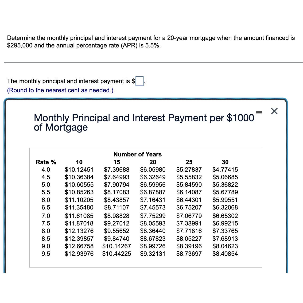 Solved Determine the monthly principal and interest payment | Chegg.com