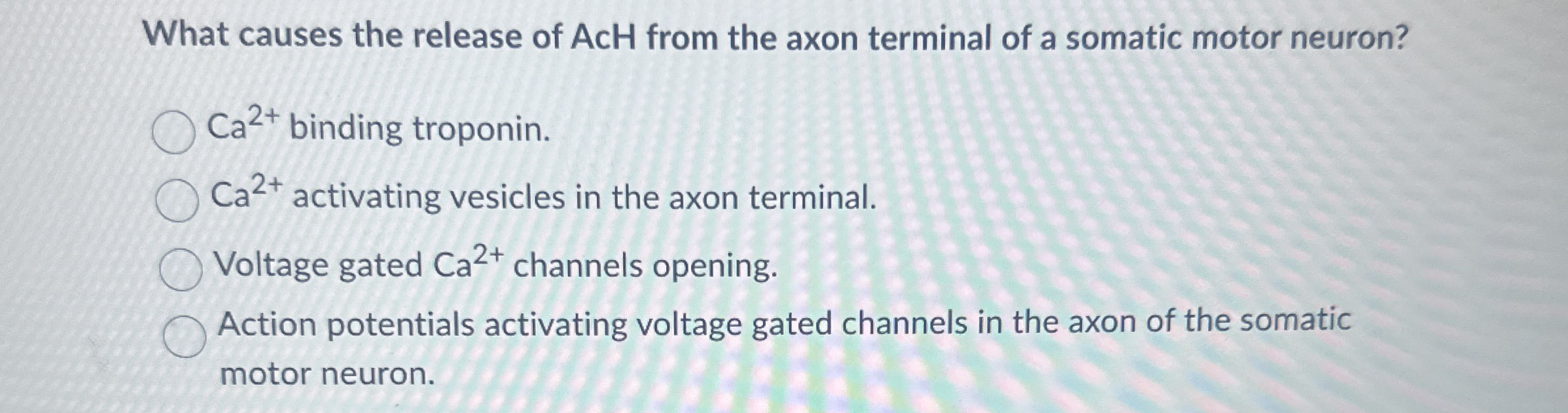 Solved What causes the release of AcH from the axon terminal | Chegg.com