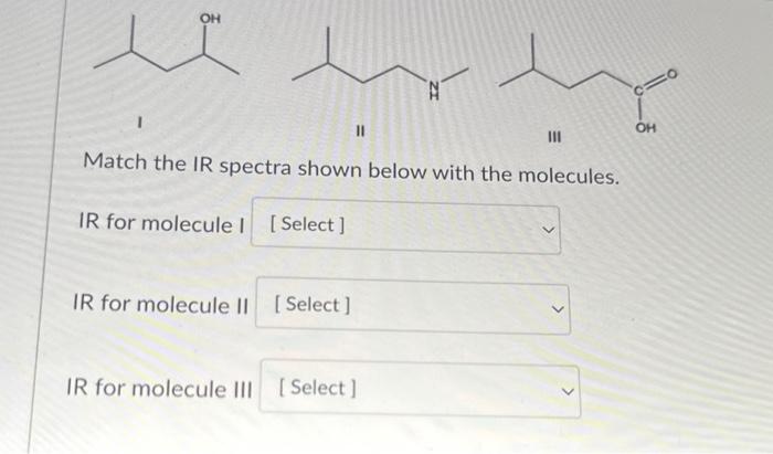 [Solved]: Match the IR spectra shown below with the molecul