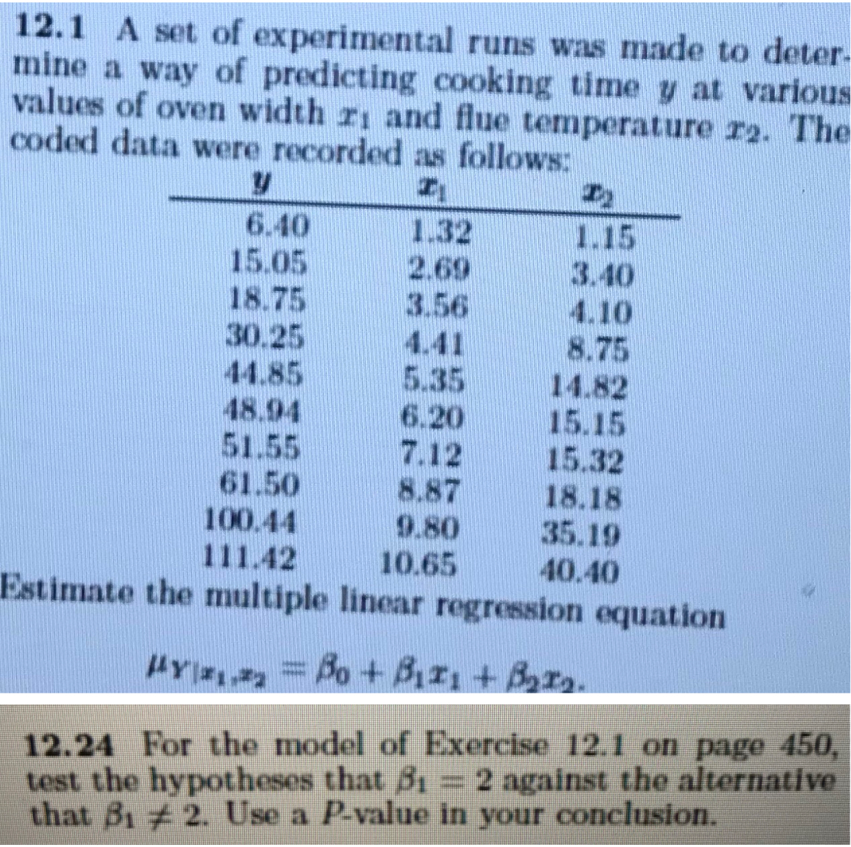 Solved (SOLVE 12.24 ﻿plz )12.1 ﻿A set of experimental runs | Chegg.com