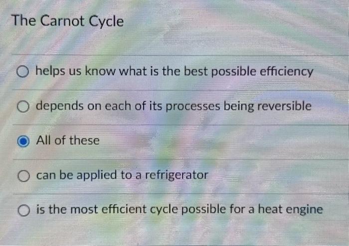 Solved The Carnot Cycle helps us know what is the best | Chegg.com