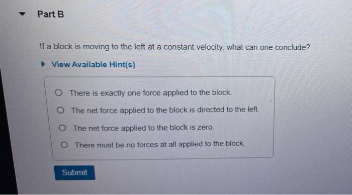 Solved Part B If a block is moving to the left at a | Chegg.com