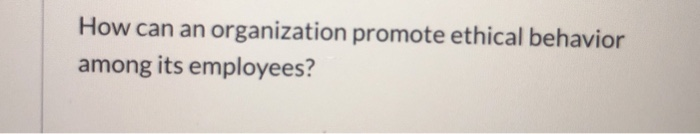 Solved How can an organization promote ethical behavior | Chegg.com