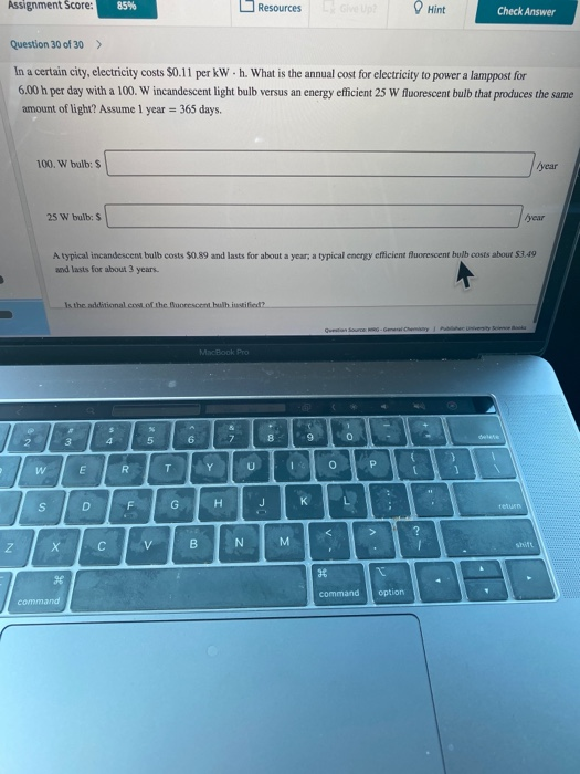 Solved Assignment Score: 85% Resources Hint Check Answer | Chegg.com