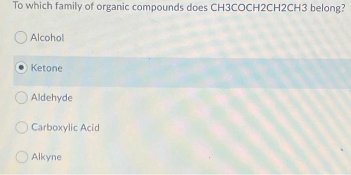 Solved To which family of organic compounds does | Chegg.com