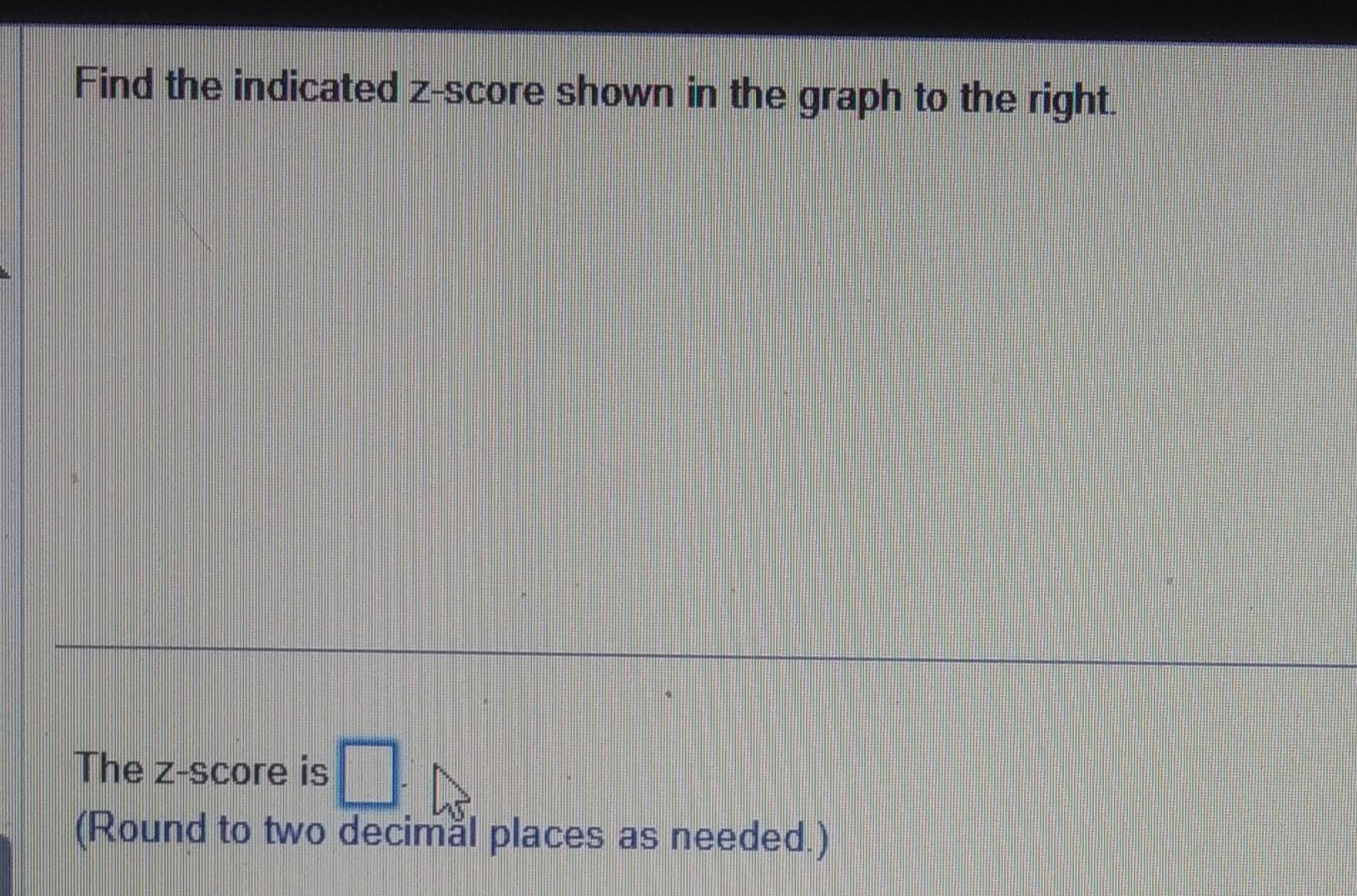 Solved Find the indicated z-score shown in the graph to the | Chegg.com