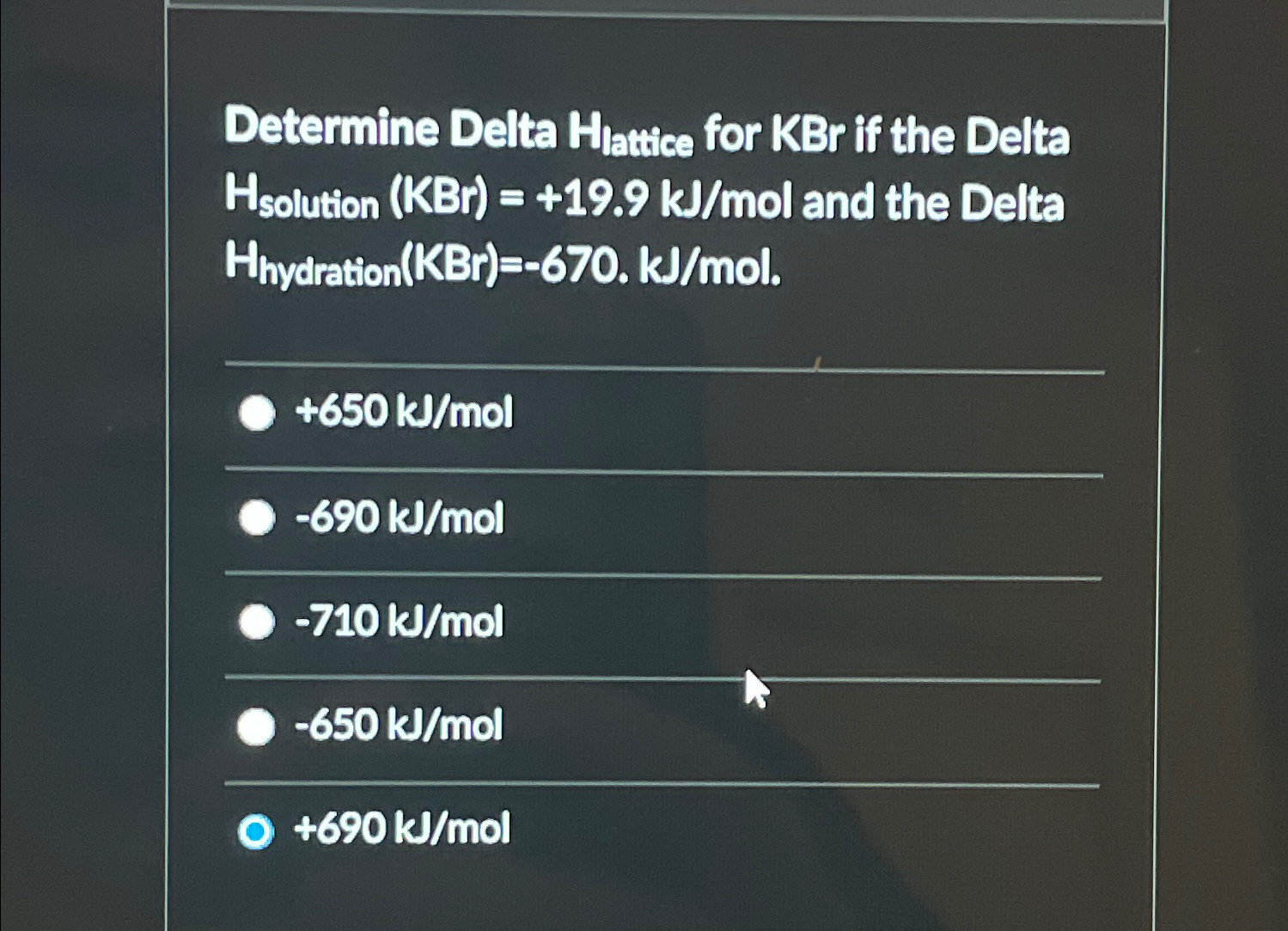 Solved Determine Delta Hattice for KBr if the Delta | Chegg.com