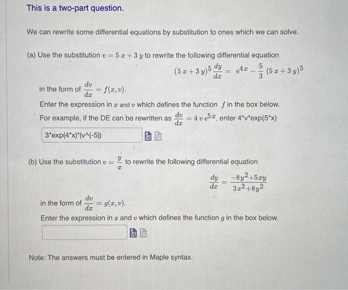 Solved This is a two-part question. We can rewrite some | Chegg.com