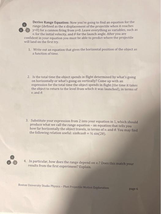 Solved Derive Range Equation: Now you're going to find an | Chegg.com