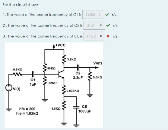 Solved For the circuit shown 1. The value of the corner | Chegg.com