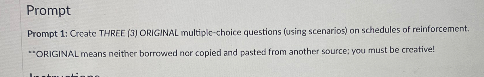 Solved Prompt 1: Create THREE (3) ﻿ORIGINAL multiple-choice | Chegg.com