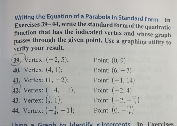 Solved Writing the Equation of a Parabola in Standard Form | Chegg.com