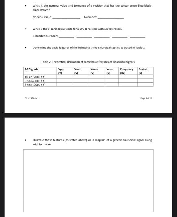 Solved Nominal value: Tolerance: - What is the 5-band colour | Chegg.com