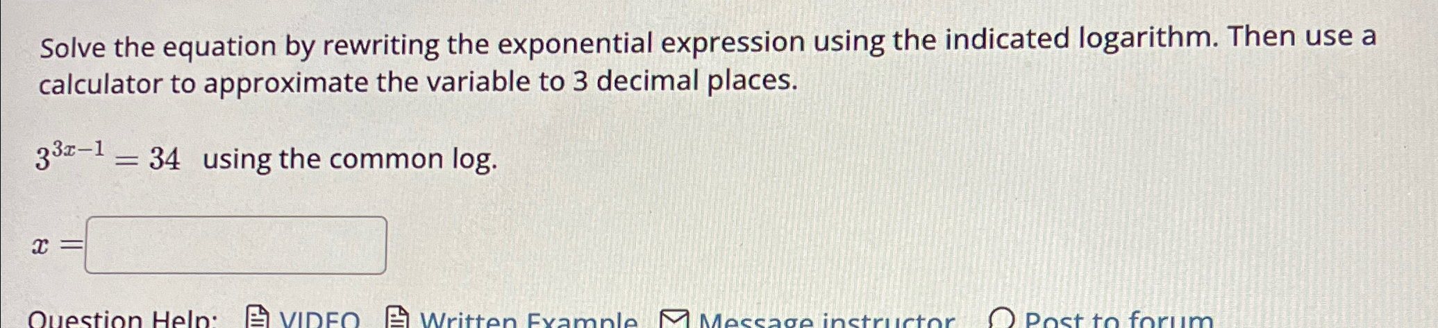 Solved Solve the equation by rewriting the exponential | Chegg.com