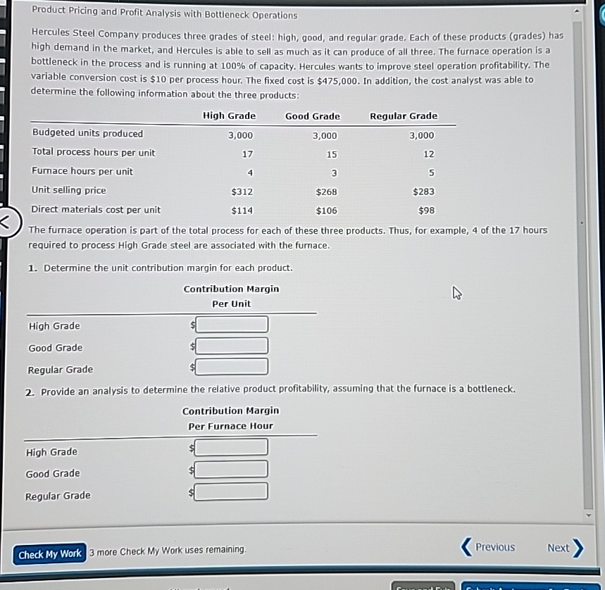 Solved Product Pricing and Profit Analysis with Bottleneck | Chegg.com