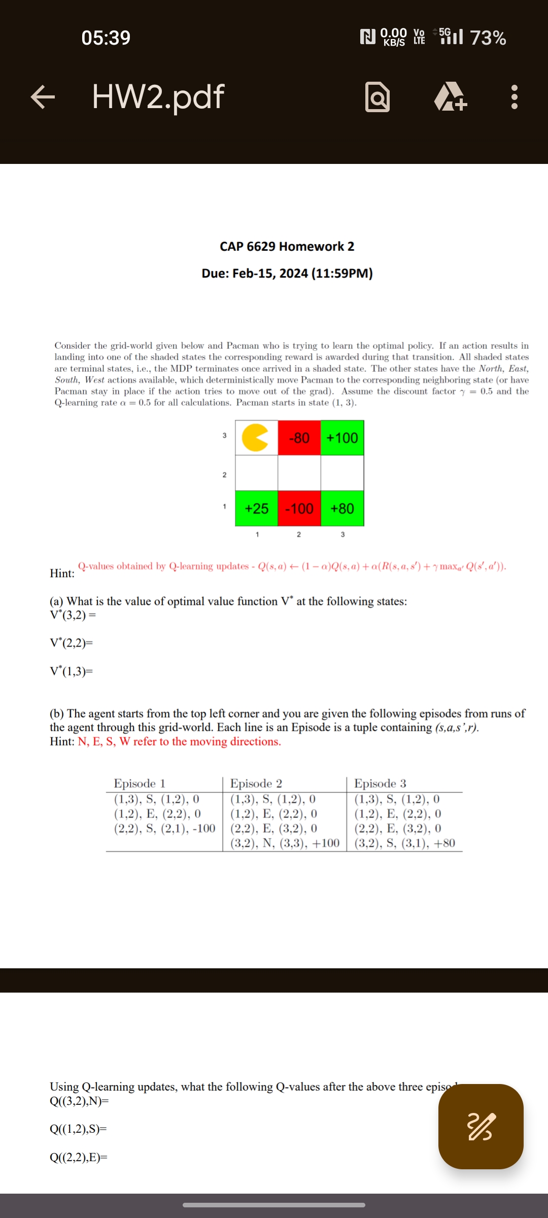 Solved step by step answer for Consider the grid-world given | Chegg.com