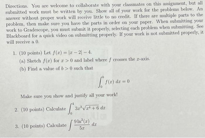 Solved Directions. You are welcome to collaborate with your | Chegg.com
