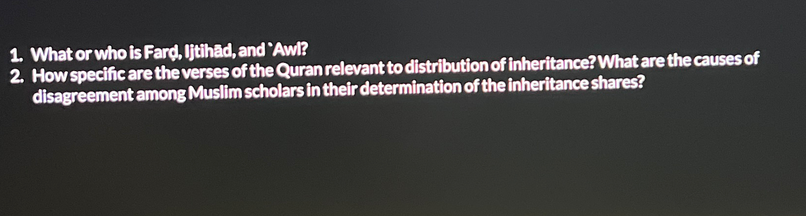 What or who is Fard, OJtihat, and 'Awl?How specific | Chegg.com