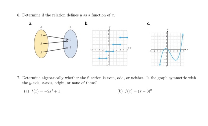 Solved 6 Determine If The Relation Defines Y As A Function 2563