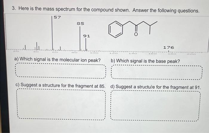 3. Here is the mass spectrum for the compound shown. | Chegg.com