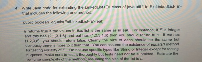 Solved 4. Write Java code for extending the LinkedList class | Chegg.com
