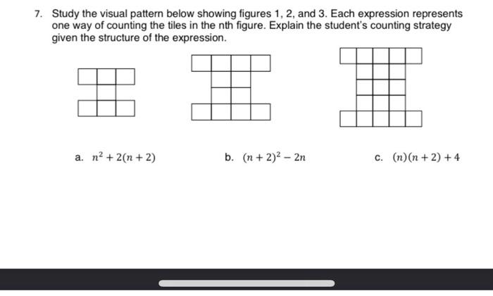 Solved 7. Study the visual pattern below showing figures 1, | Chegg.com