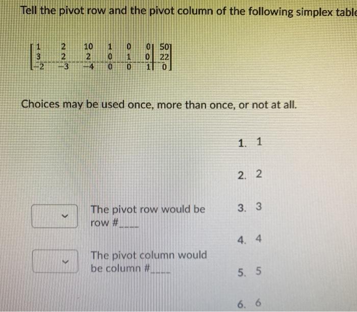 Solved tell the pivot roll and the pivot column of the | Chegg.com