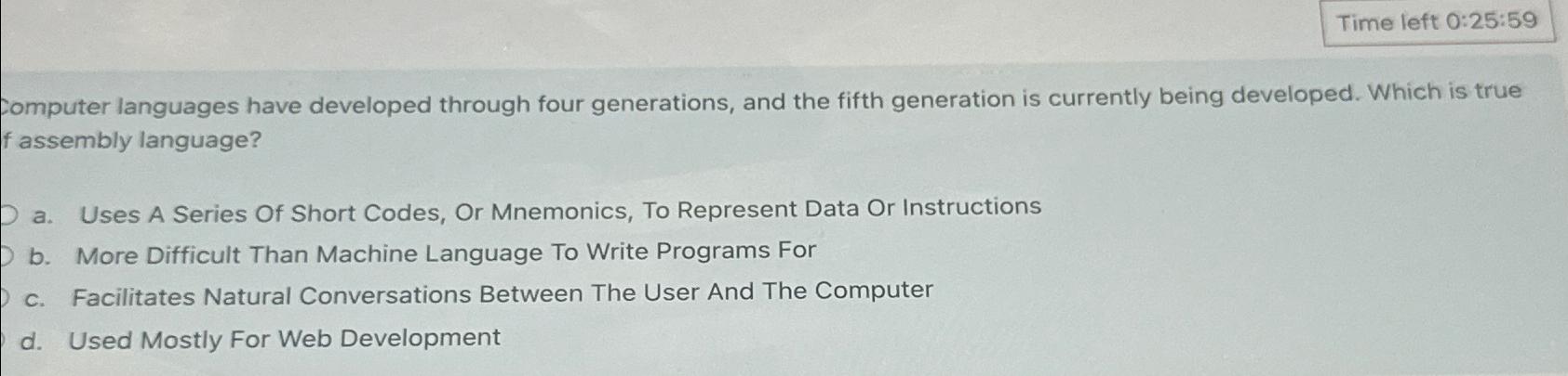 Solved Computer languages have developed through four | Chegg.com