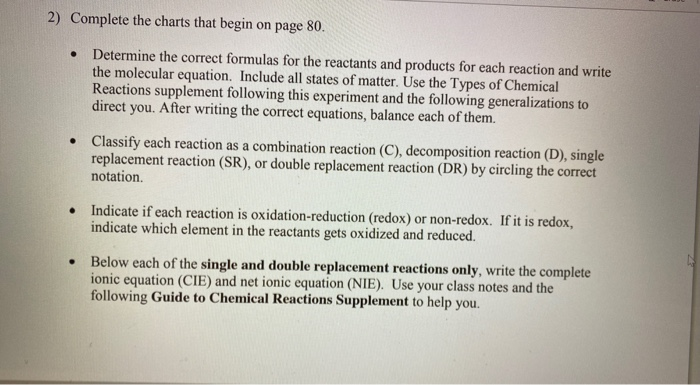 2) Complete the charts that begin on page 80. | Chegg.com
